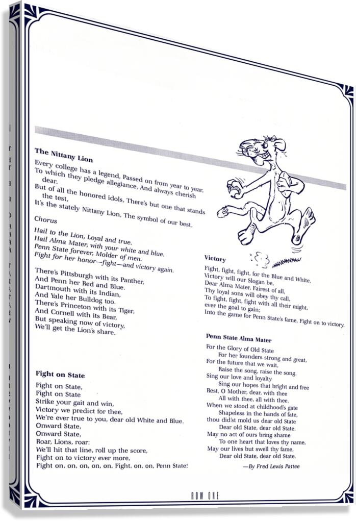 1982 Penn State Fight Songs Art by Row One Brand Wall Art