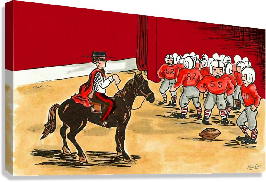 1950s Texas Tech Football Cartoon Art by Row One Brand Wall Art