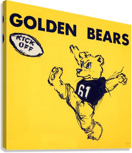 1961 Cal Bear Cartoon Football Art by Row One Brand Wall Art