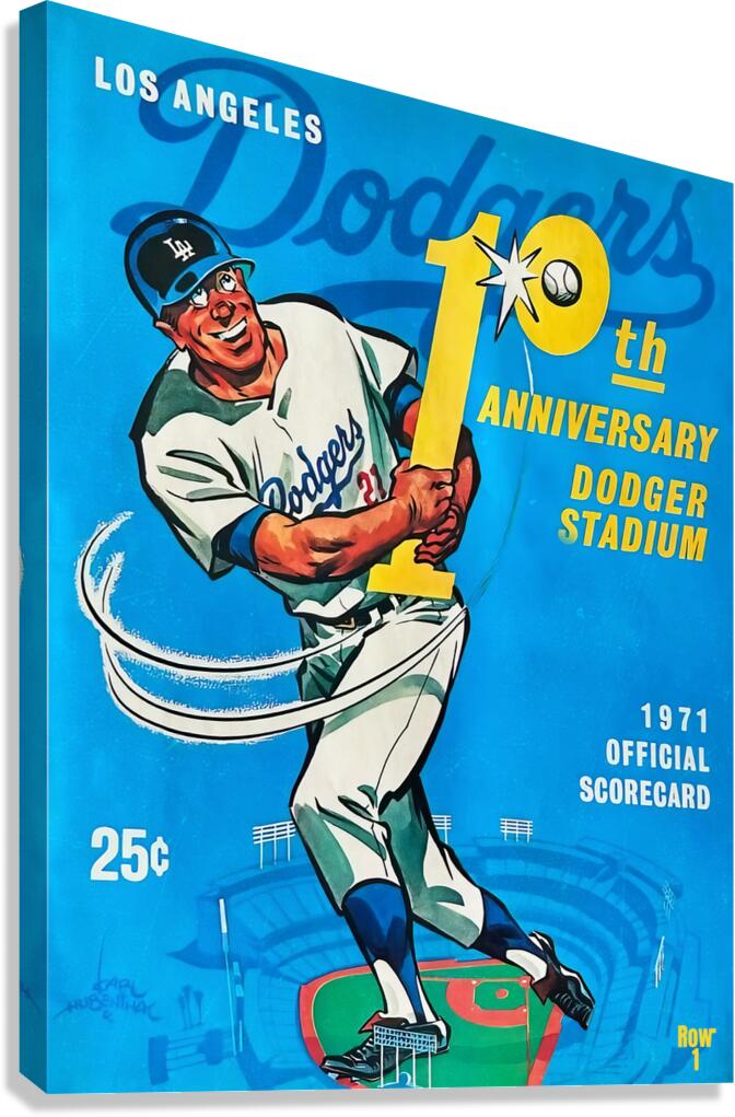 1971 la dodgers scorecard art by Row One Brand Wall Art