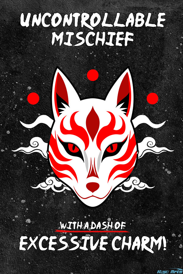 Charm Kitsune Mask Poster by Kiyo Arts Wall Art