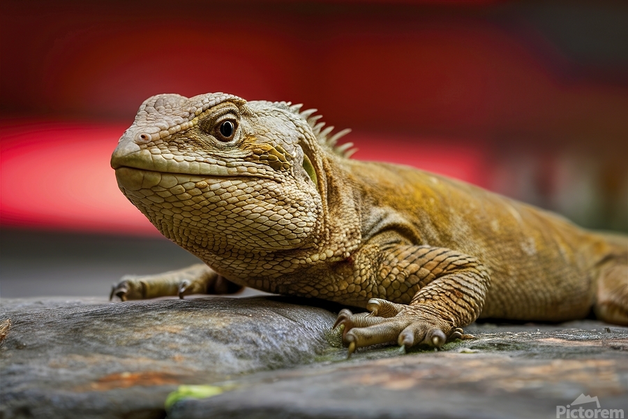 Lizard on stone closeup 2 by Violeta Popescu Wall Art