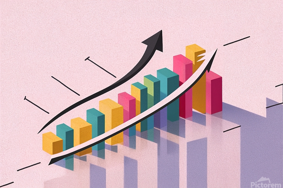 bar graph with growth arrow 2 by Violeta Popescu Wall Art