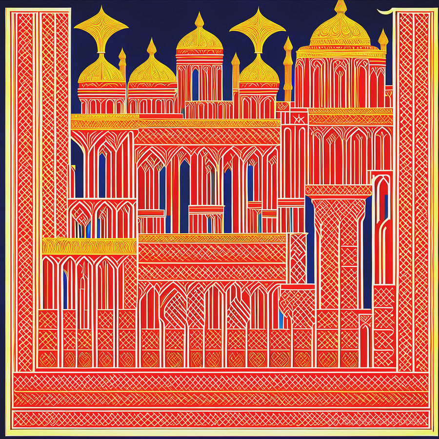 FantasyLand in Ancient Arabic Kufic Script by Bushra Salahudeen Wall Art