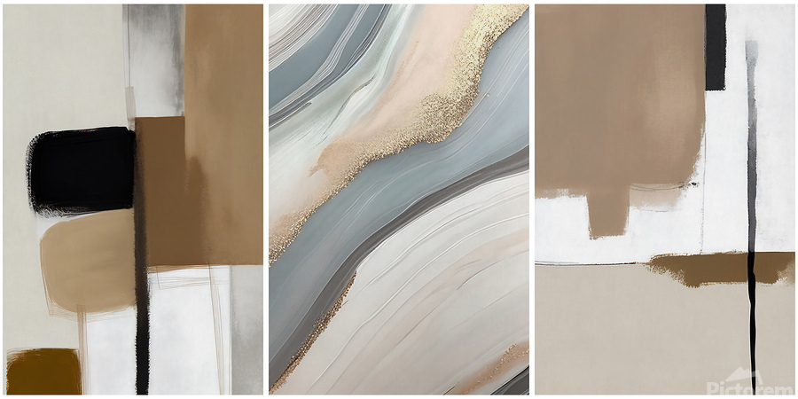 Modern Abstract Medley: Trio of Original Paintings for Interior Design ...