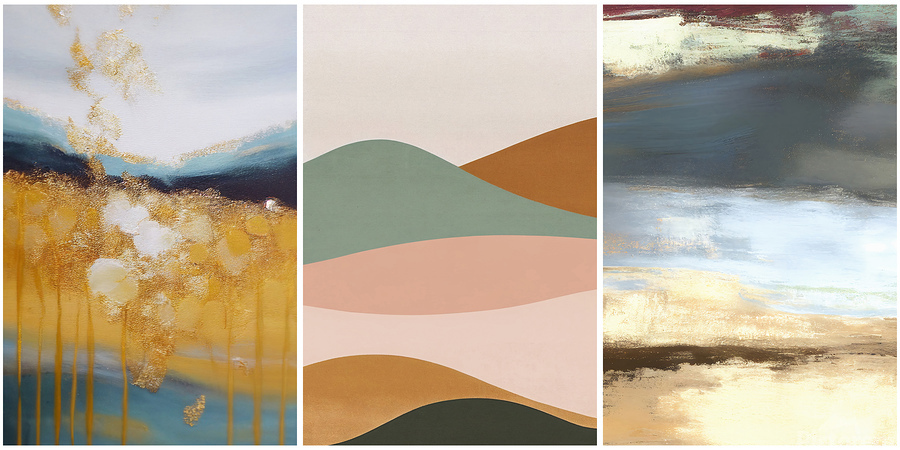 Modern Abstract Interplay: A Set of Three Dynamic Paintings by JustArt ...