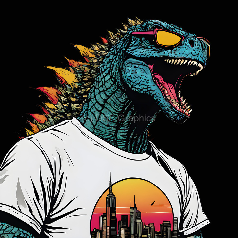 Godzilla with Shades by DSE Graphics Wall Art