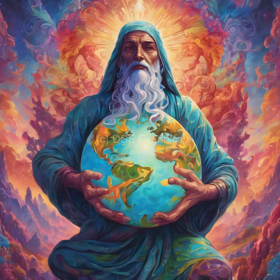 God holding earth by DSE Graphics Wall Art