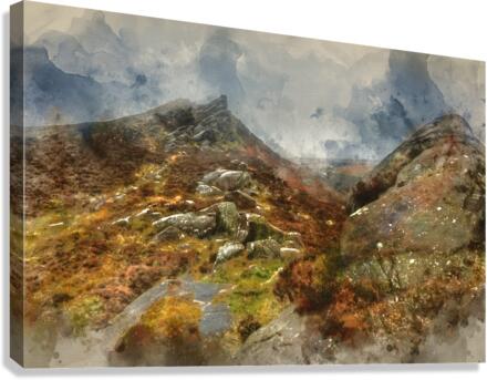 Digital watercolour painting of Ramshaw Rocks in Peak District N by ...
