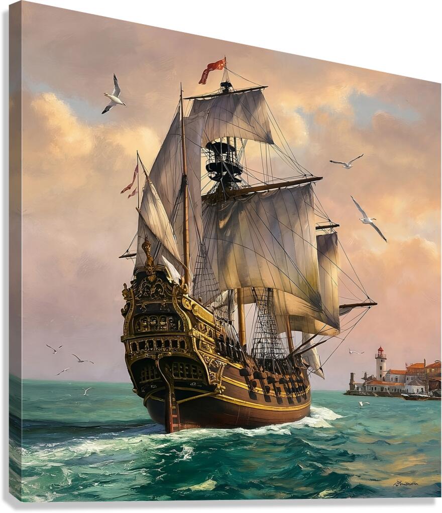 A 17th-Century Brigantine Majestic Maritime Masterpiece by RAHEEM Wall Art