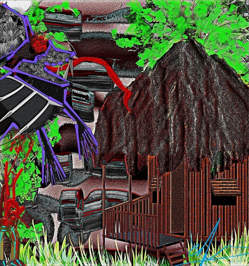 The Manananggal Eyes an Unprotected Bahay Kubo by Ed Purchla Wall Art