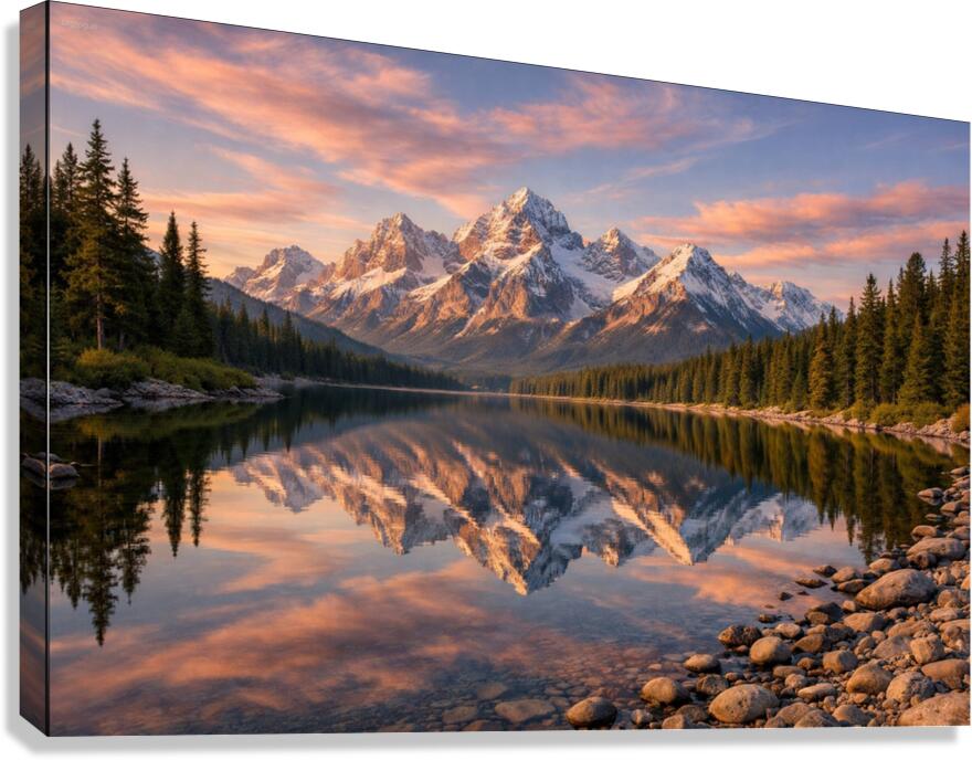 Golden Hour Alpine Reflection: Serene Mountain Lake Landscape Wall Art ...