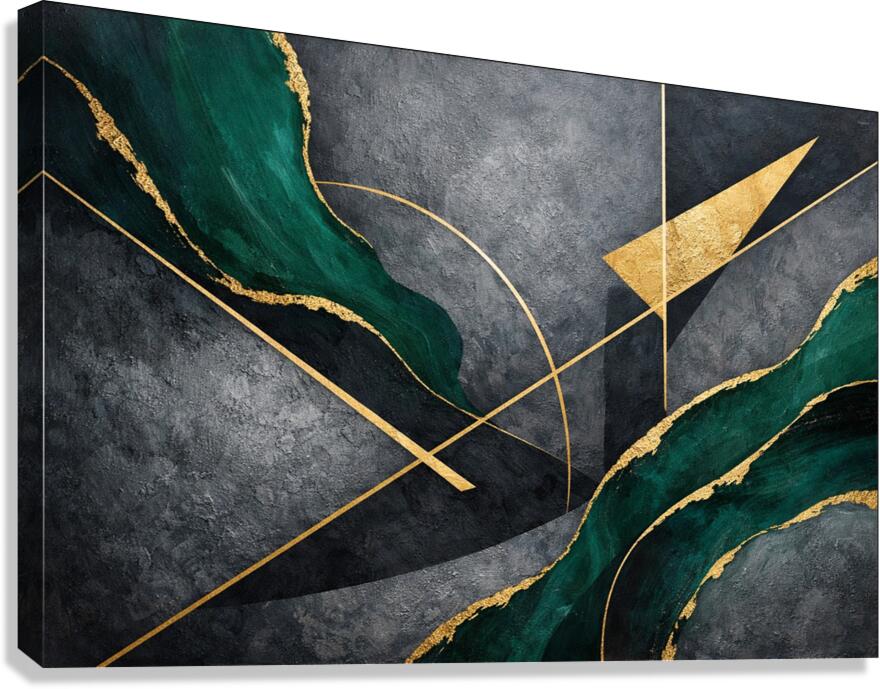 Emerald & Gold Abstract Flow by ahmedherzawy Wall Art