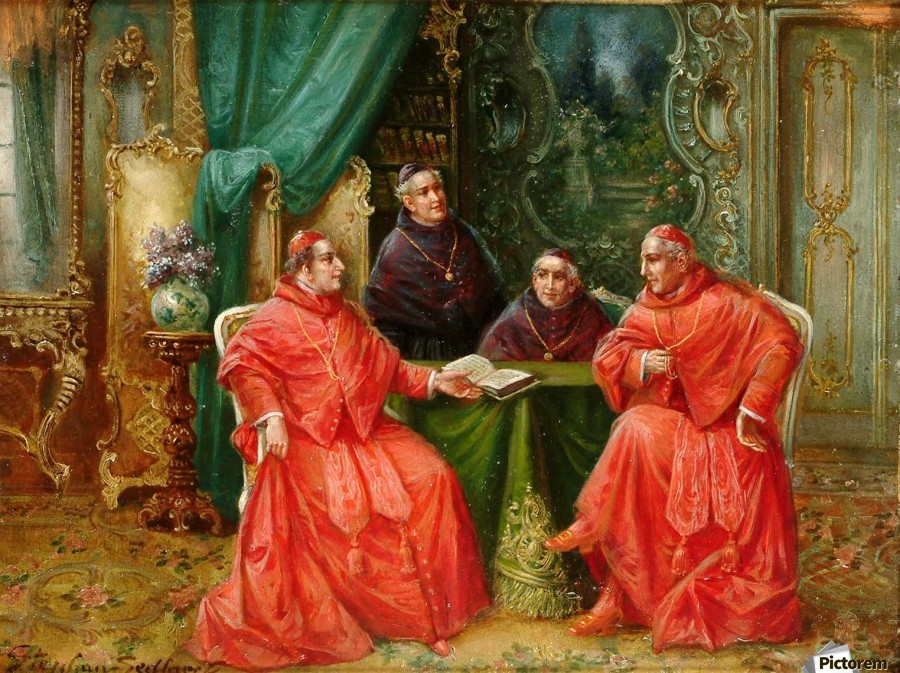 A group of priests and cardinals by Stephan Sedlacek Wall Art