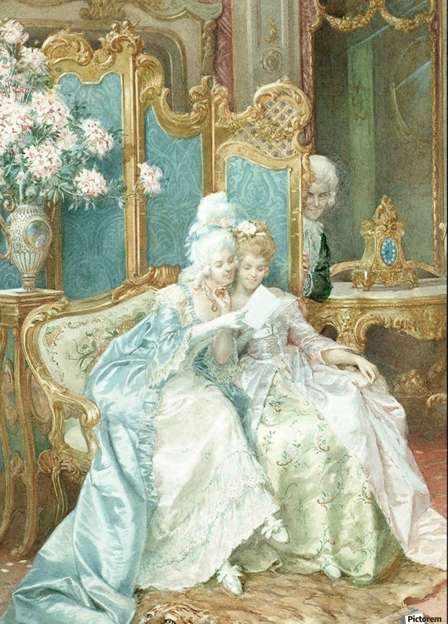 Two women reading a letter by Stephan Sedlacek Wall Art