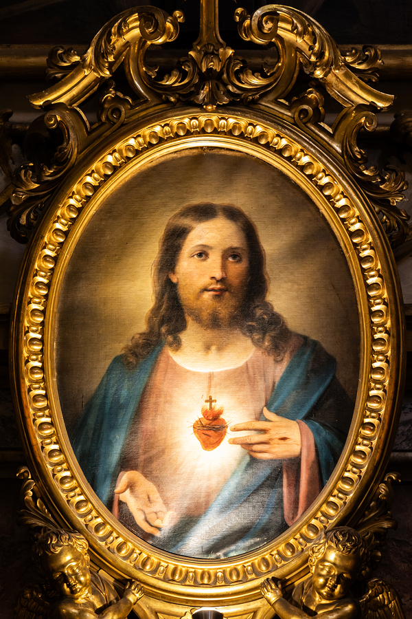 Bologna Italy San Luca Sanctuary. Heart of Jesus Christ paint by Paolo ...