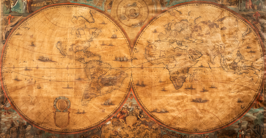 Ancient cartography. Authentic old map. Exploration geography by Paolo ...