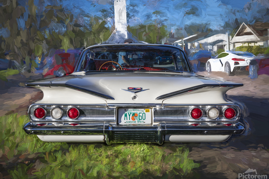 1960 White Chevrolet Impala SS X114 by Rich Franco Wall Art