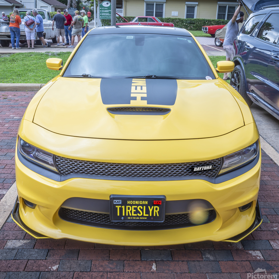 2018 Yellow Dodge Charger Daytona X 2 by Rich Franco Wall Art