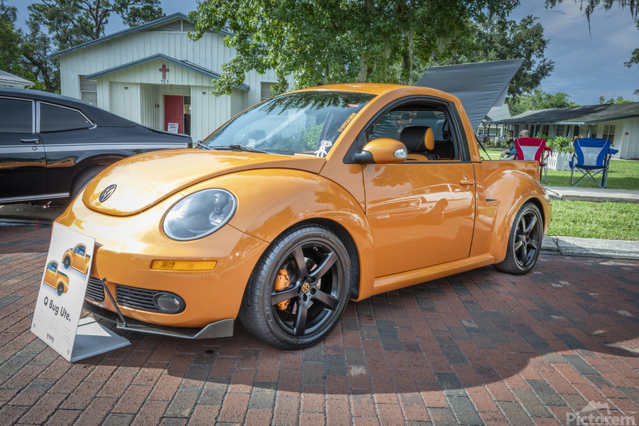 2002 Orange Volkswagen Beetle UTE X 2 by Rich Franco Wall Art