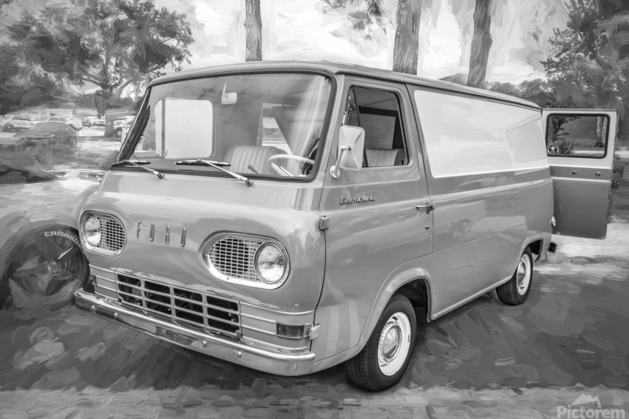 1960 Blue Ford Econoline Van X 1 by Rich Franco Wall Art