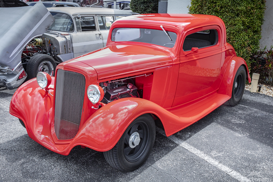 1934 Red Ford 3 Window Coupe X 7 by Rich Franco Wall Art