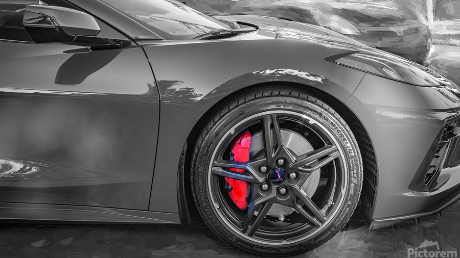 2023 Red Corvette Stingray C8 X 4 by Rich Franco Wall Art