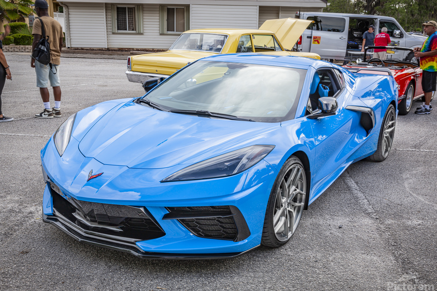2022 Rapid Blue Corvette Stingray C8 X104 by Rich Franco Wall Art