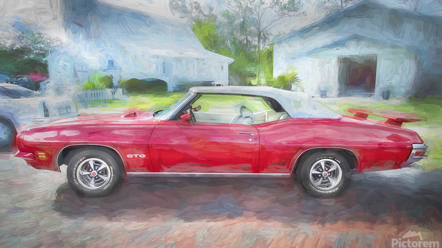 1972 Red Pontiac GTO Convertible X1 2 by Rich Franco Wall Art