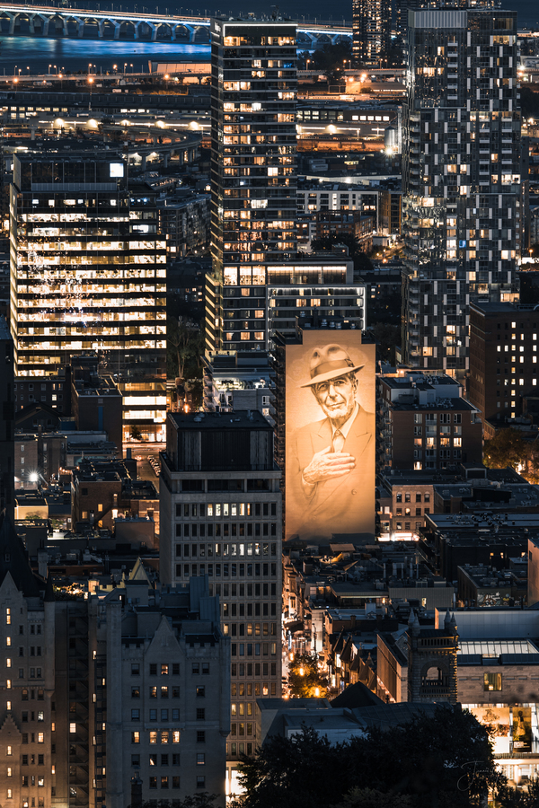 Montreal at Night- Leonard Cohen Mural by Jannie Gonzales Wall Art