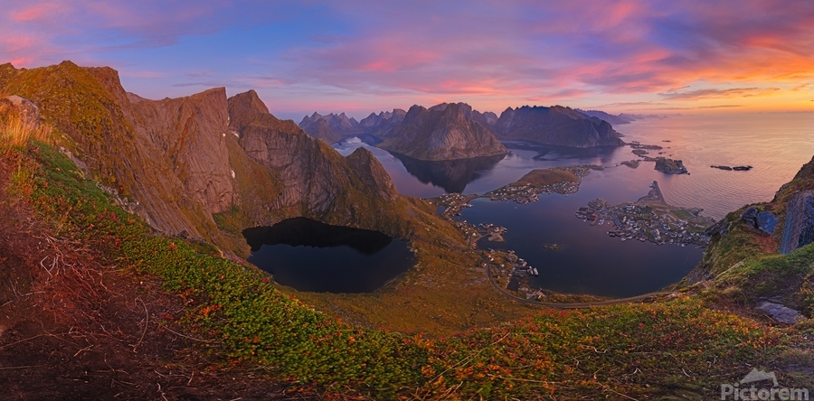 Sunrise at Reine Lofoten Islands Norway by KarelStellnerPhoto Wall Art
