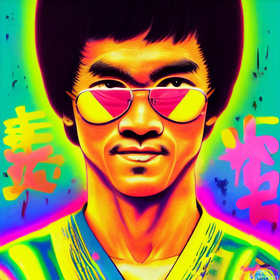 Bruce Lee cool art portrait colorful by TFRART Wall Art