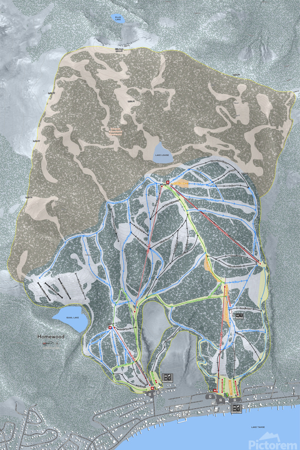 Homewood California Ski Resort Map Wall Art by Jesse Plautz Wall Art