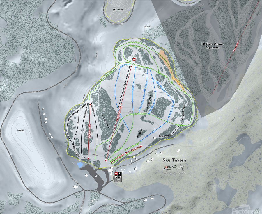 Sky Tavern Nevada Ski Resort Map Wall Art by Jesse Plautz Wall Art