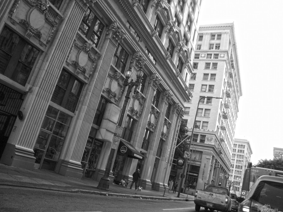 6th & Spring DTLA - B&W by Hold Still Photography Wall Art