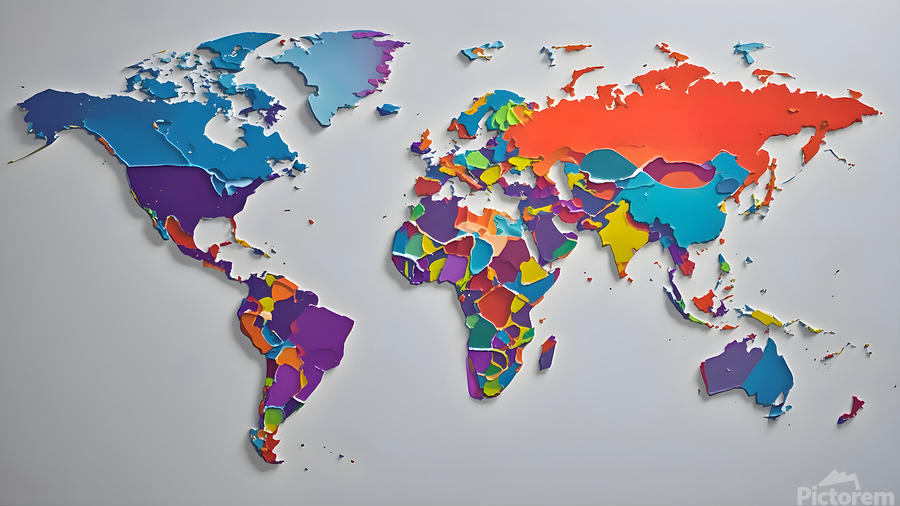 Colorful World Map by yaser ameen Wall Art