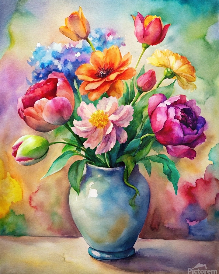 Vibrant Floral Bouquet by hasan333 Wall Art