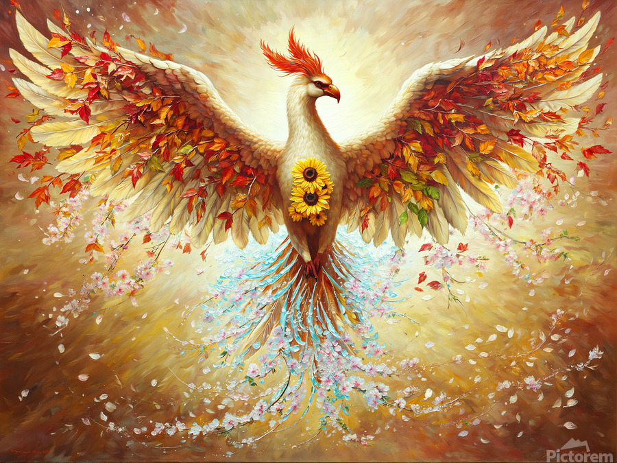 Urban Phoenix Rising - City Skyline Fantasy by rosebella Wall Art