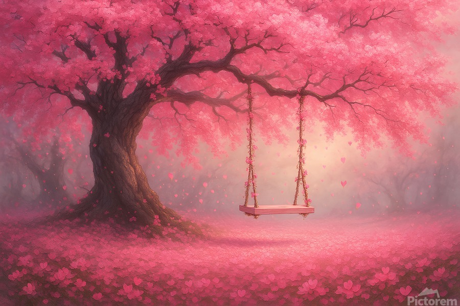 Blossom Dream Cherry Tree Fantasy Scene by Ajaba Nature Wall Art