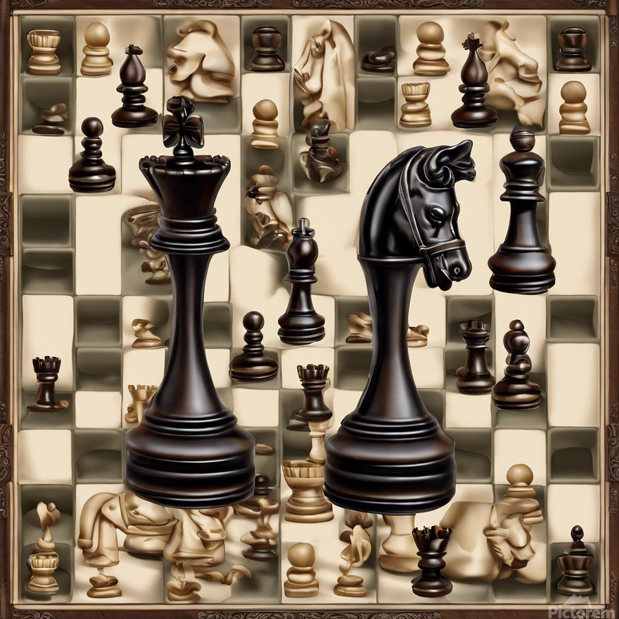 beautiful chess board with ornate peices by faty73 Wall Art