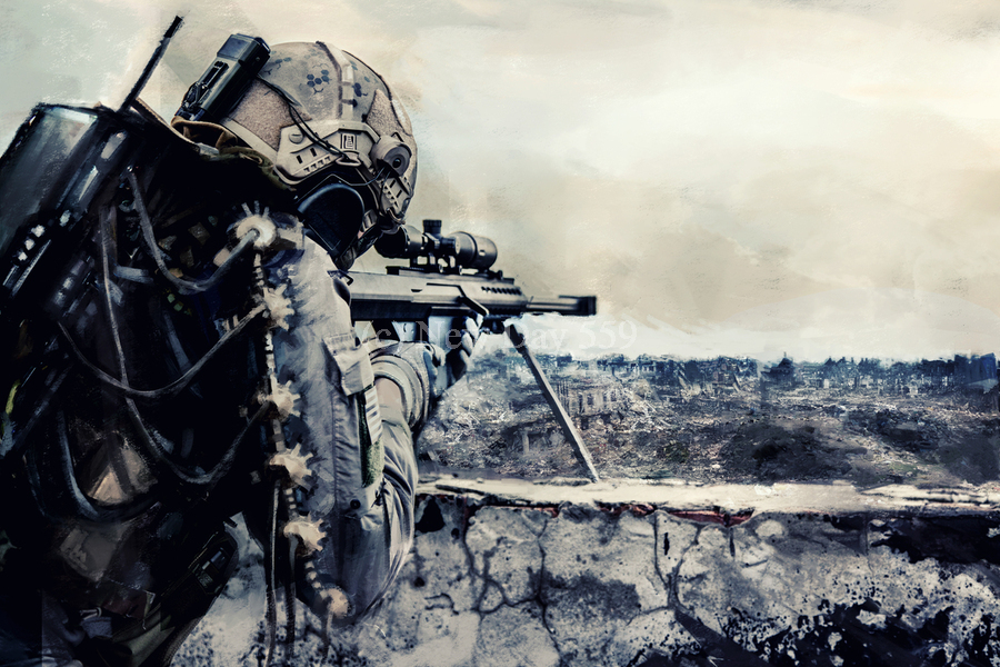 futuristic army sniper by New Day 559 Wall Art