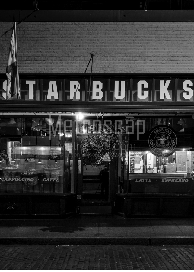original starbucks at pike place market vertical by Black And White ...