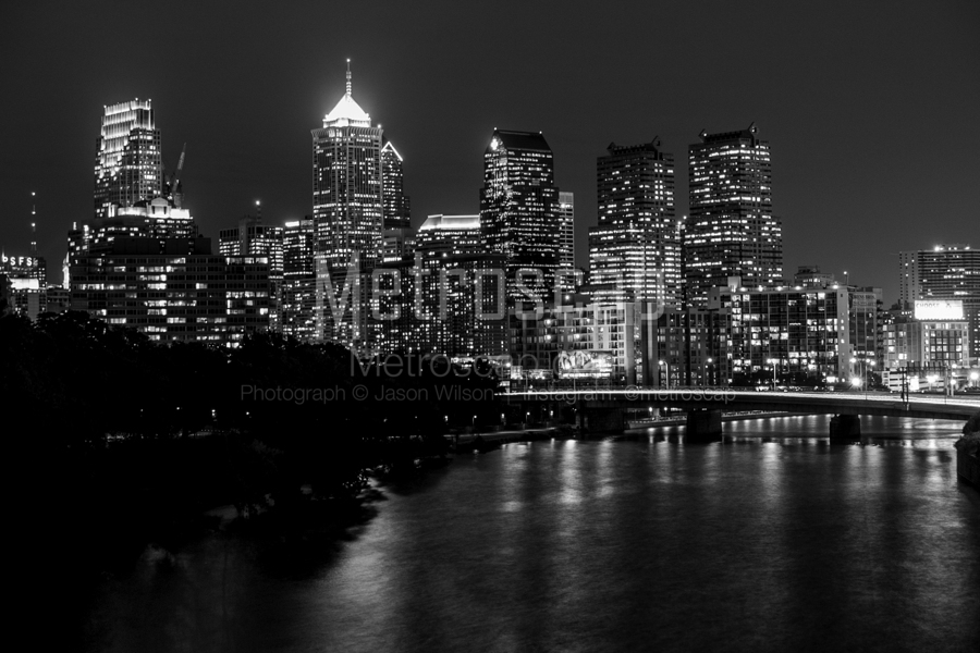 philadelphia skyline schuylkill river horizontal by Black And White ...