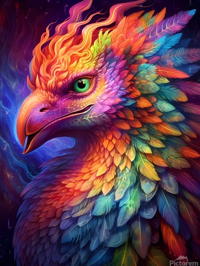Psychedelic Portrait of a Mythical Creature by Win Hardy Wall Art