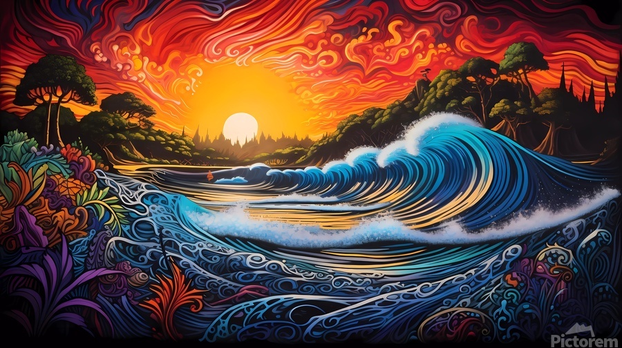 Psychedelic Ocean Waves by Win Hardy Wall Art