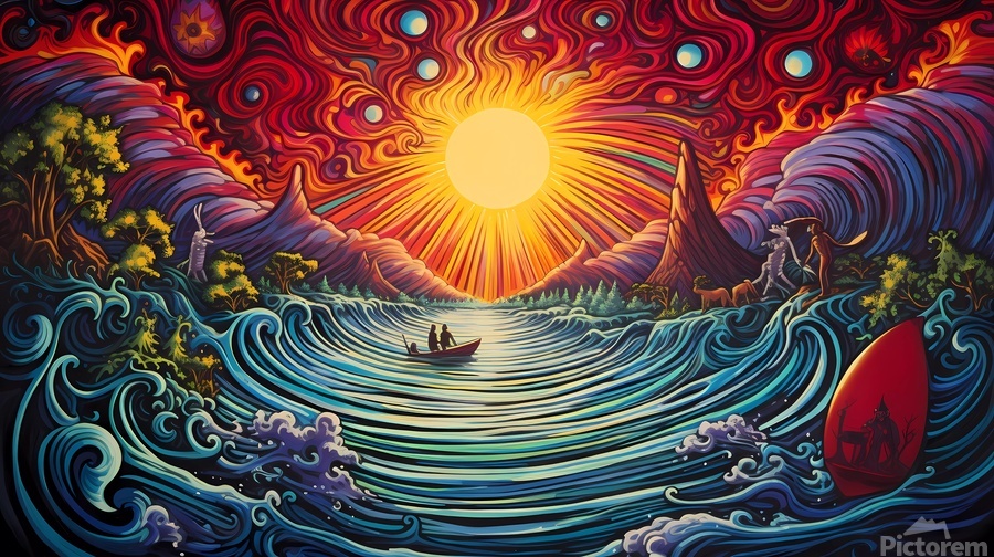 Psychedelic Ocean Waves by Win Hardy Wall Art