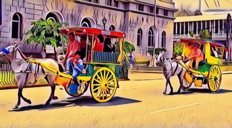 Traditional calesa cartoon art by jgarcia Wall Art