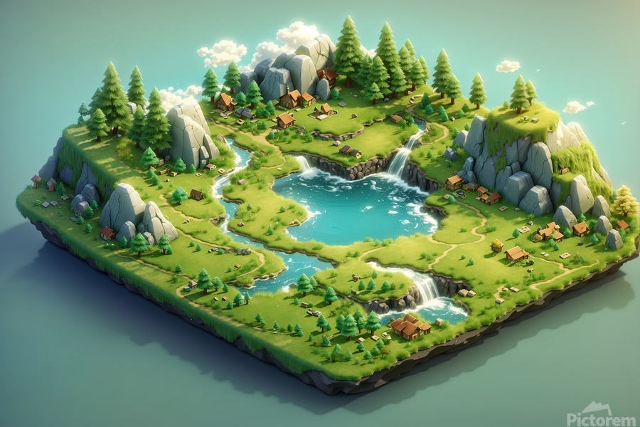 3D Isometric View of Nature Environment Isometric 3D Nature Landscape ...