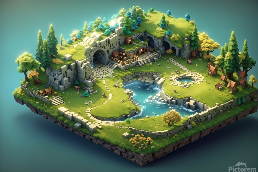3D Isometric View of Nature Environment Isometric 3D Nature Landscape ...