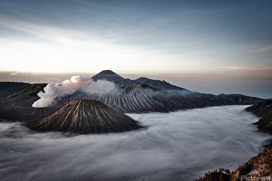 The majestic awakening of the Bromo volcano in Java by FrankPhotos Wall Art